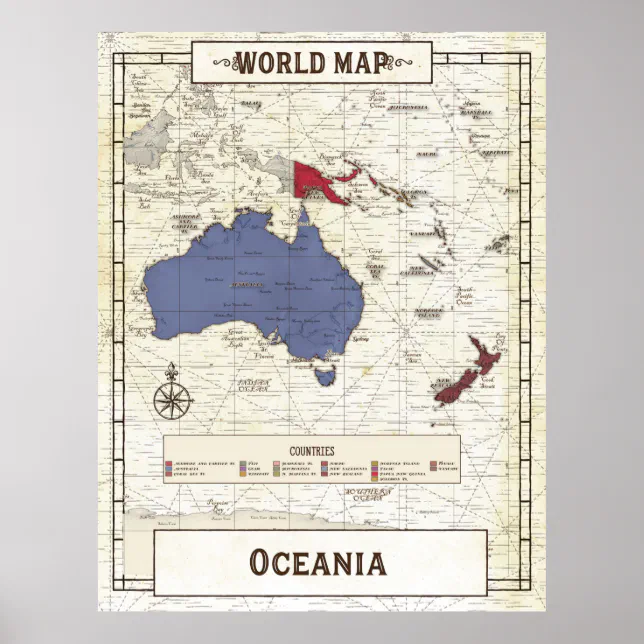 Map Of Oceania Poster | Zazzle