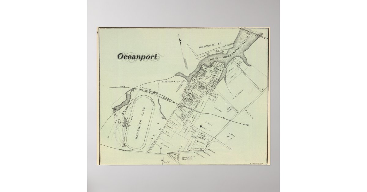 Map of Oceanport, NJ Poster | Zazzle