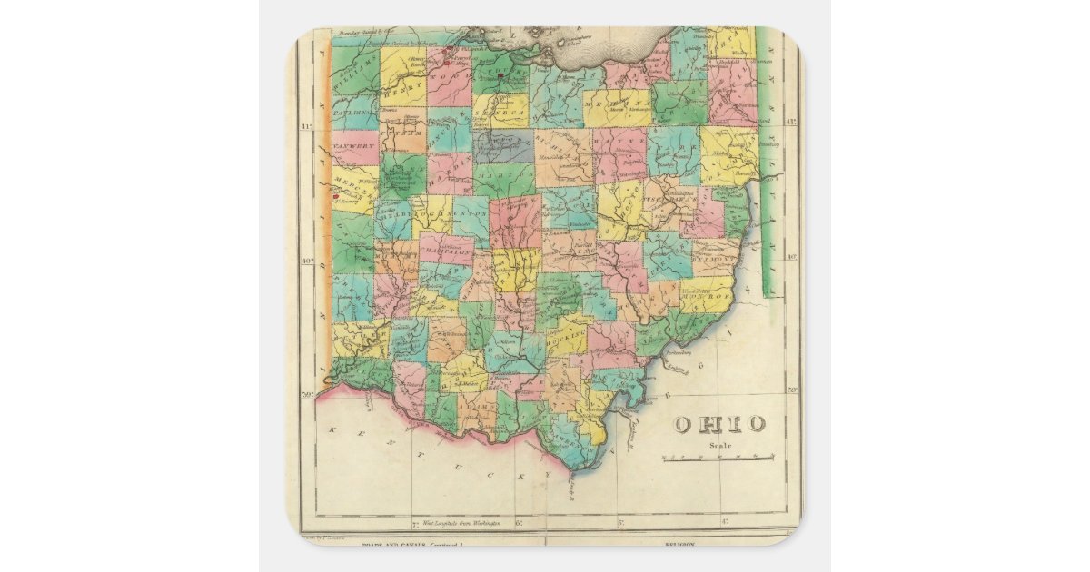 Map Of Ohio Square Sticker | Zazzle
