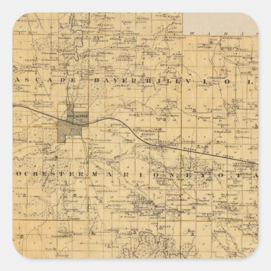 Map of Olmsted County, Minnesota Square Sticker | Zazzle.com