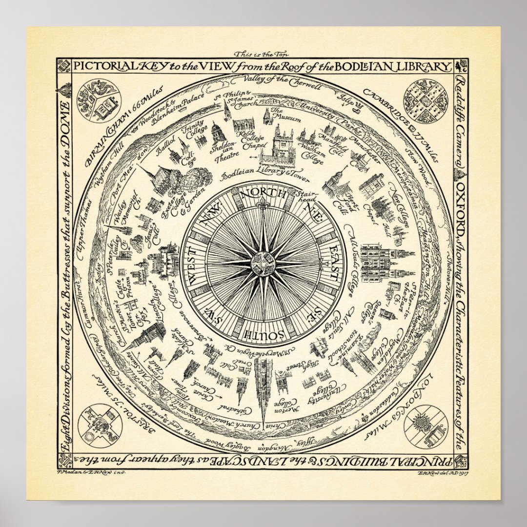 Map of Oxford view from the Bodleian Library Poster | Zazzle