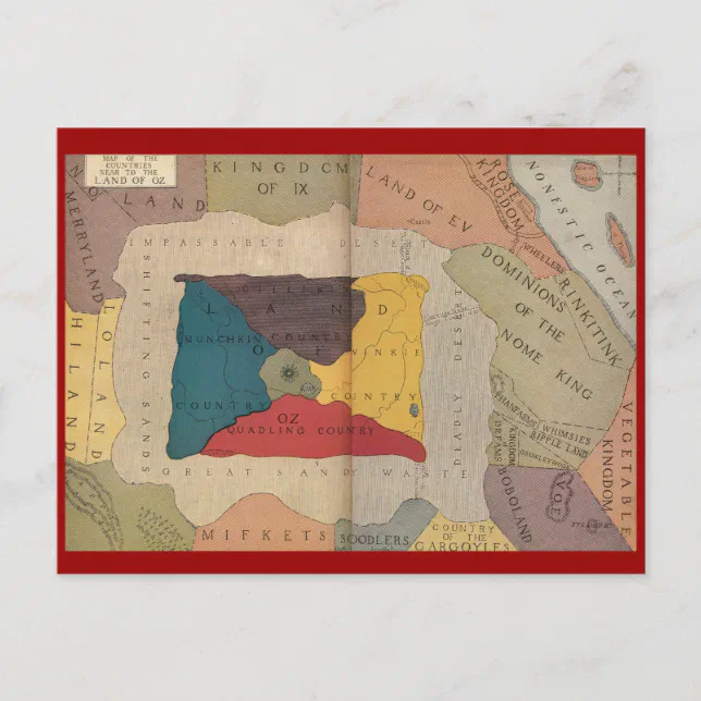 Map of Oz and Surrounding Countries Postcard | Zazzle