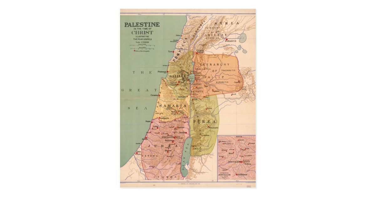 Map of Palestine in Time of Christ (to 70 A.D.) Postcard | Zazzle.com