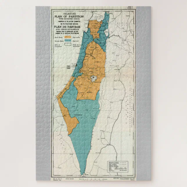 Map of Palestine Plan of Partition with Economic Jigsaw Puzzle | Zazzle