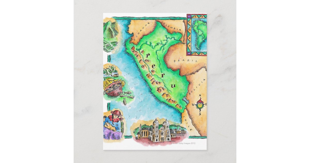 Map of Peru Postcard | Zazzle