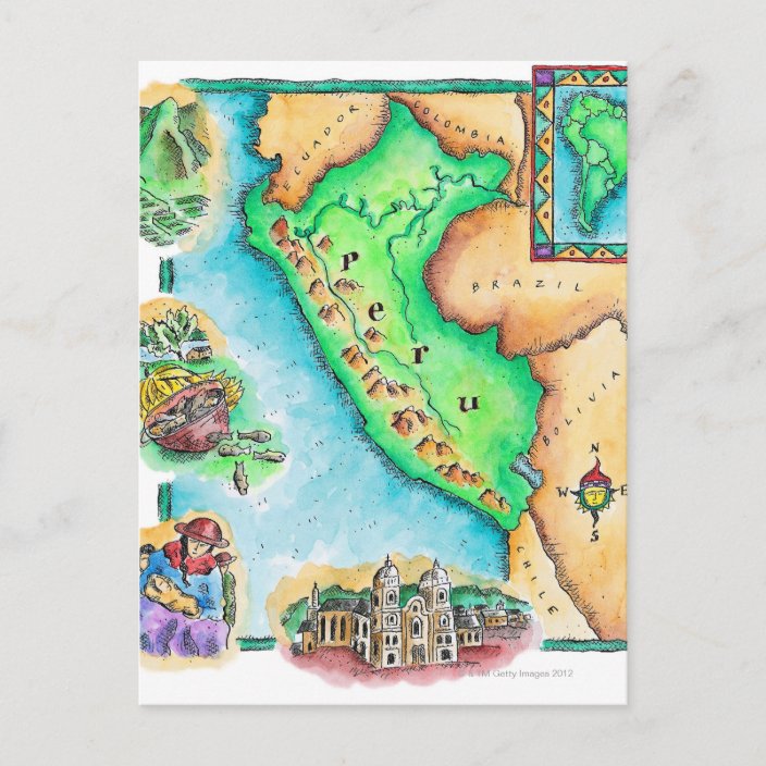 Map of Peru Postcard | Zazzle.com