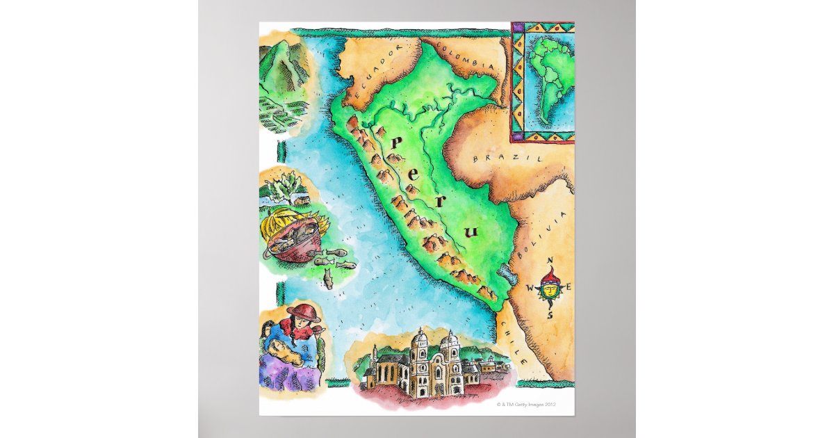 Map of Peru Poster | Zazzle