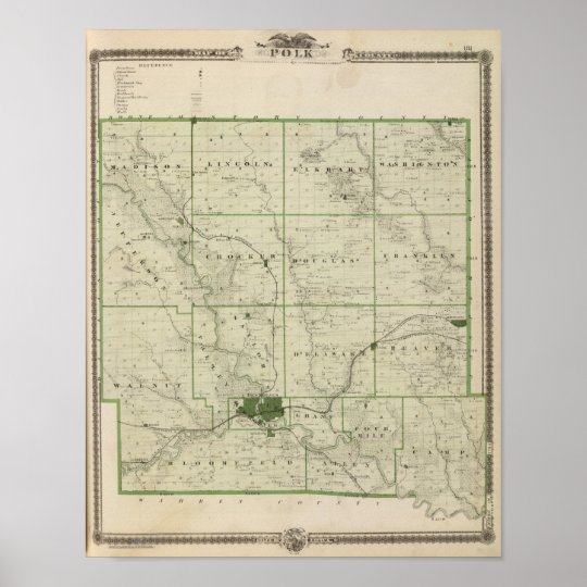 Map of Polk County, State of Iowa Poster | Zazzle.com