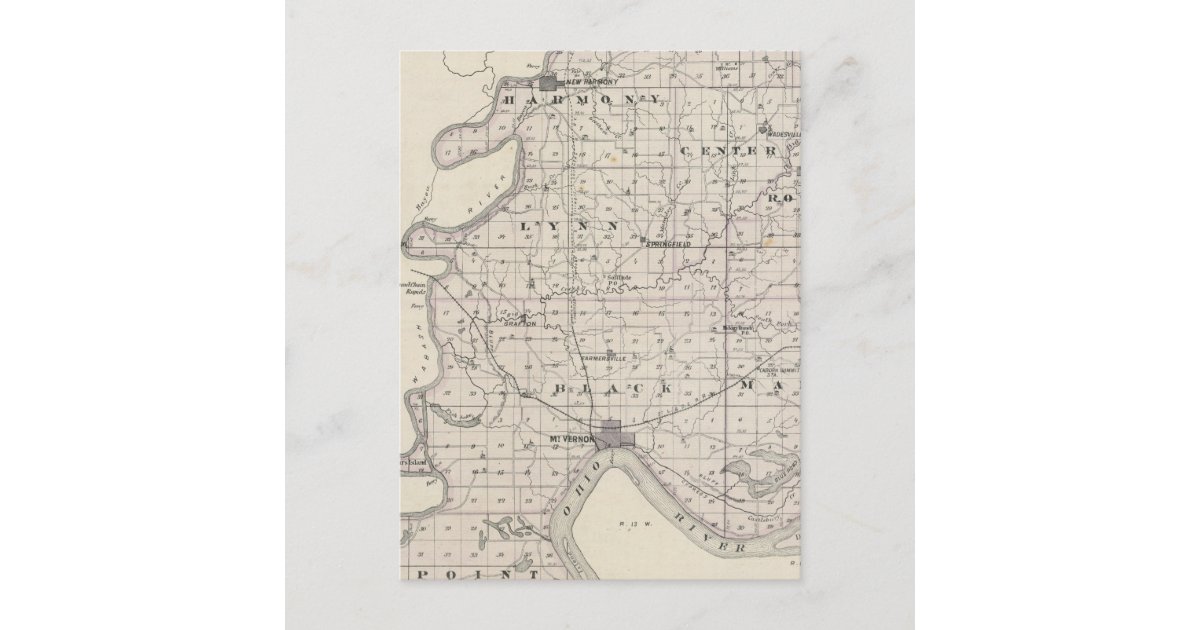 Map of Posey County Postcard | Zazzle