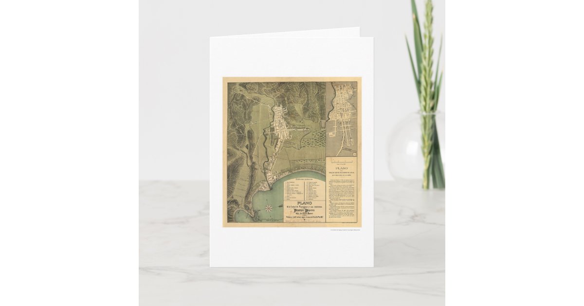 Map of Puerto Rico by Federico Drouyn 1888 Card | Zazzle