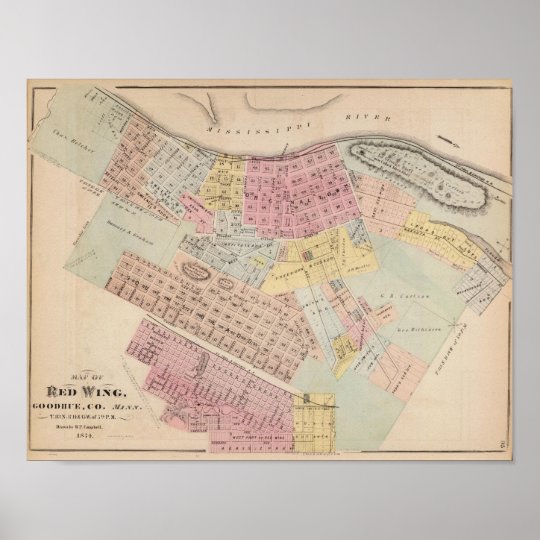Map of Red Wing, Goodhue County, Minnesota Poster | Zazzle.com
