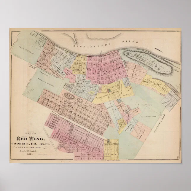 Map of Red Wing, Goodhue County, Minnesota Poster | Zazzle