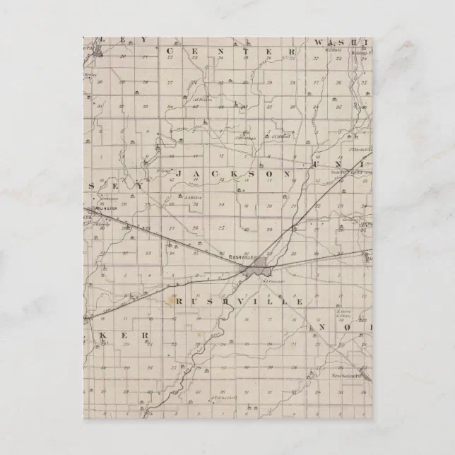 Map of Rush County Postcard | Zazzle