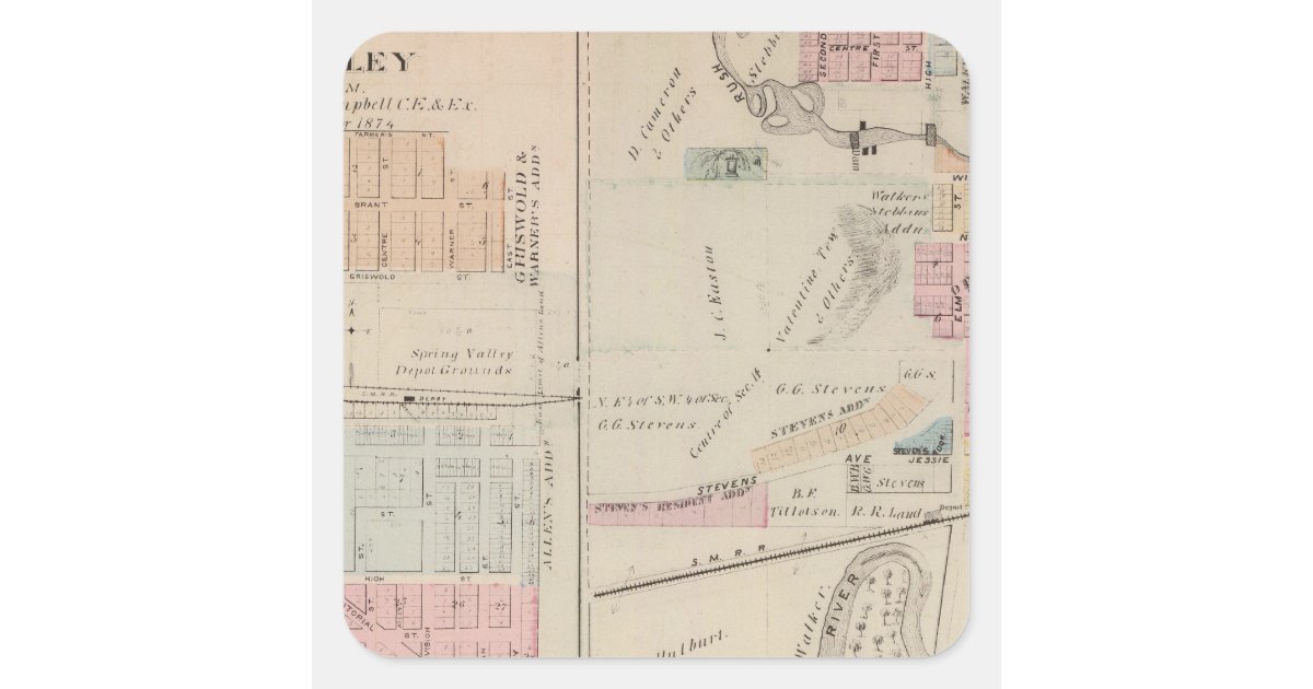 Map of Rushford, Fillmore County, Minnesota Square Sticker | Zazzle