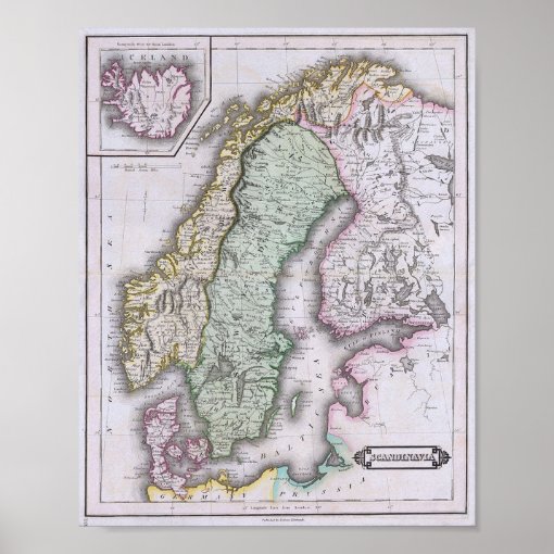 Map of Scandinavia, Norway, Sweden, Finland, etc. Poster | Zazzle