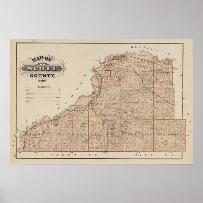 Map of Scott County, Minnesota Poster | Zazzle.com