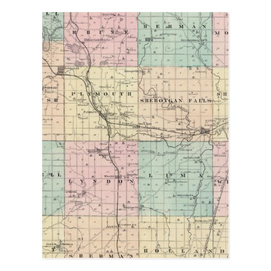 Map of Sheboygan County, State of Wisconsin Postcard | Zazzle.com