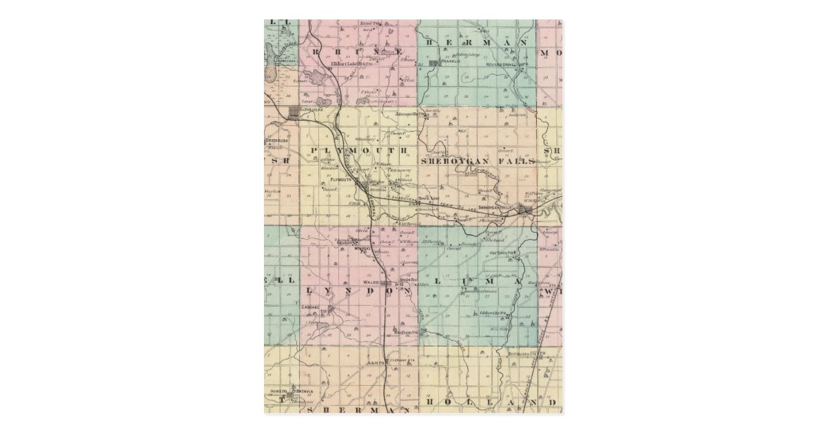 Map of Sheboygan County, State of Wisconsin Postcard | Zazzle.com