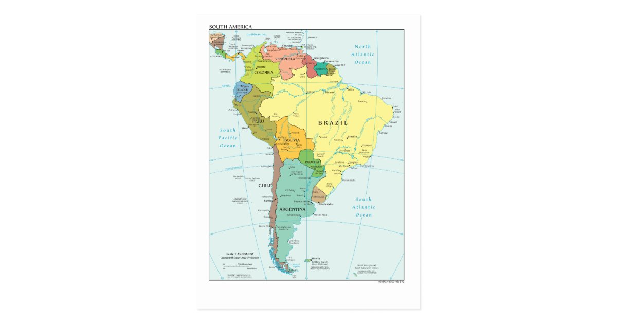 Map of South- America Postcard | Zazzle.com