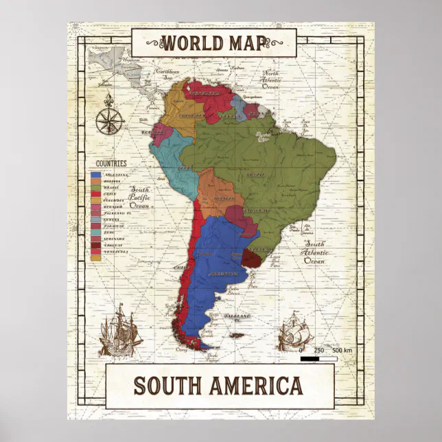 Map Of South America Poster | Zazzle