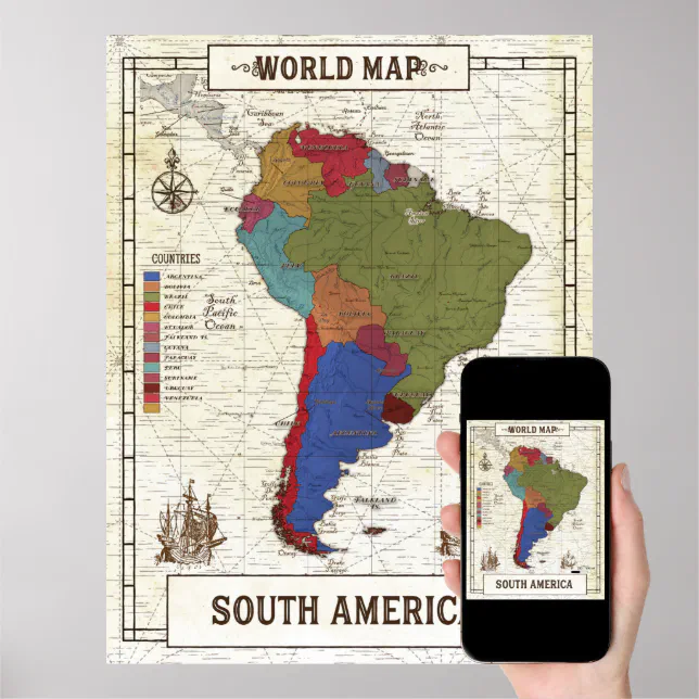 Map Of South America Poster | Zazzle