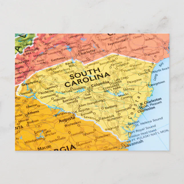 Map of South Carolina Postcard | Zazzle