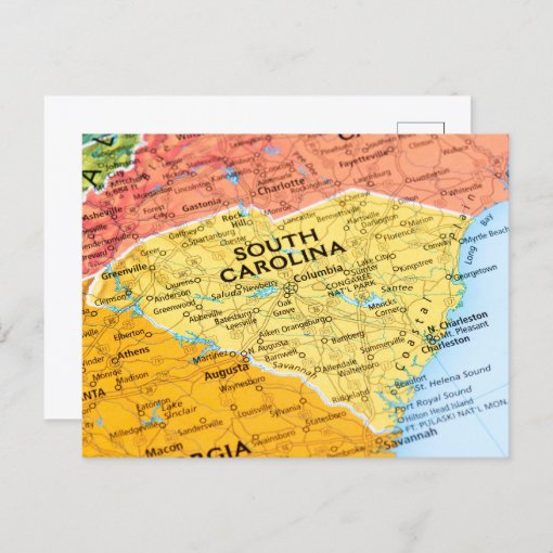 Map of South Carolina Postcard | Zazzle