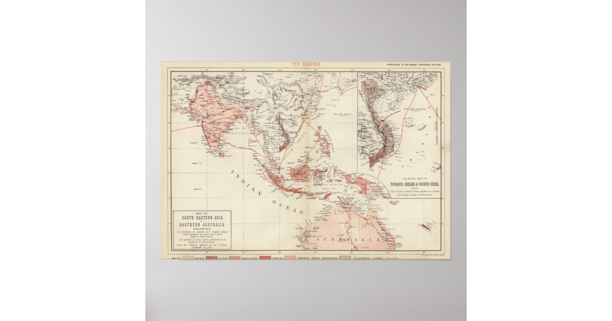 Map of South-East Asia & North Australia Poster | Zazzle