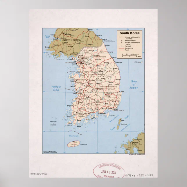 Map of South Korea (1989) Poster | Zazzle