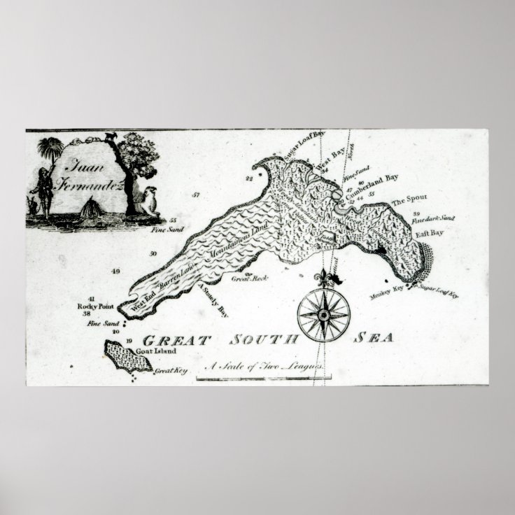 Map of South Pacific Island, 1800 Poster | Zazzle