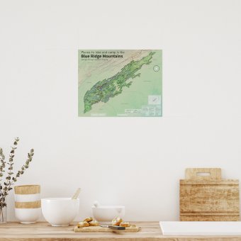 Map of southern Blue Ridge Mountains Poster | Zazzle