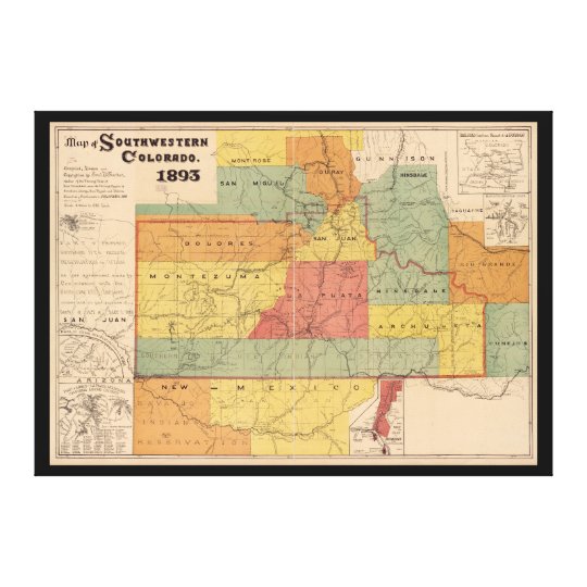 Map of Southwestern Colorado (1893) Canvas Print | Zazzle.com