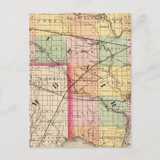 Map of St Clair County, Michigan Postcard | Zazzle.com