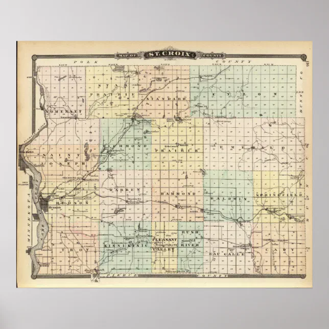 Map of St Croix County Poster | Zazzle