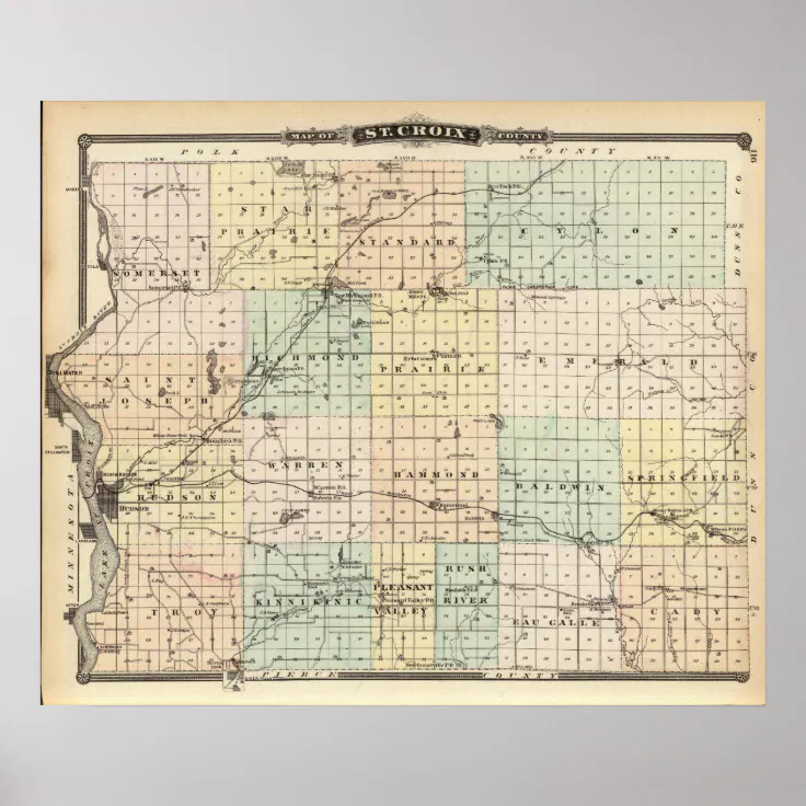 Map of St Croix County Poster | Zazzle
