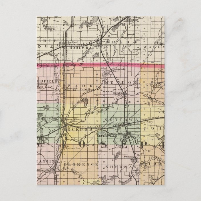 Map of St Joseph County, Michigan Postcard | Zazzle.com