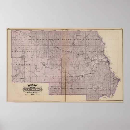 Map of Stearns County, Minnesota Poster | Zazzle.com