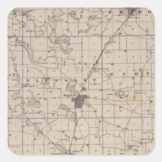Map of Steuben County Indiana Square Sticker | Zazzle
