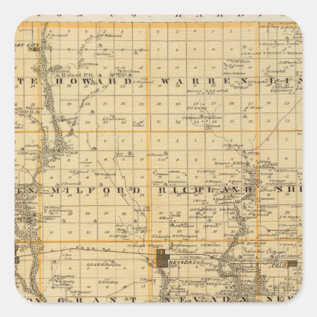 Map of Story County, State of Iowa Square Sticker | Zazzle
