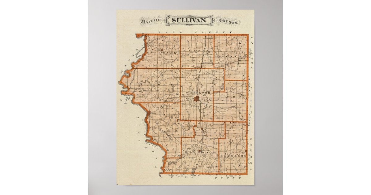 Map of Sullivan County Poster | Zazzle
