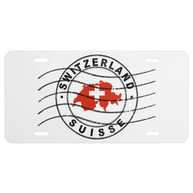 Map of Switzerland, Postal Passport Stamp License Plate | Zazzle