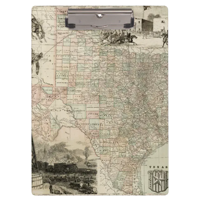 Map of Texas with County Borders Clipboard | Zazzle