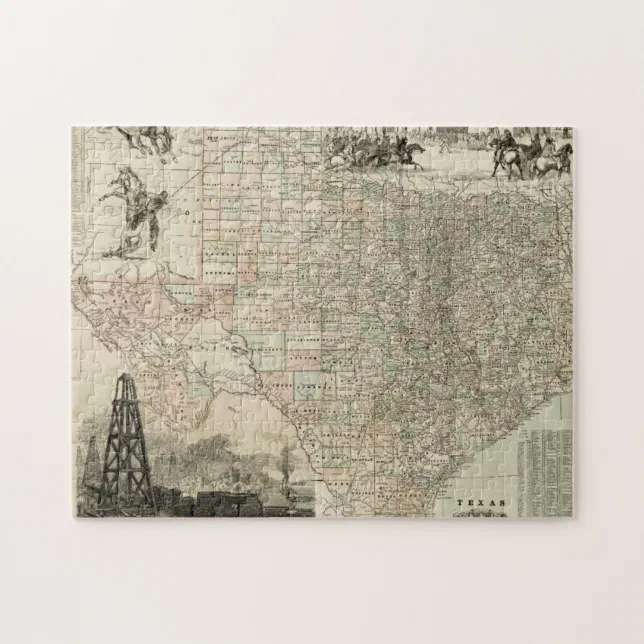 Map of Texas with County Borders Jigsaw Puzzle | Zazzle