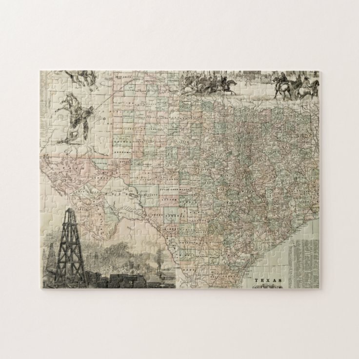 Map of Texas with County Borders Jigsaw Puzzle | Zazzle