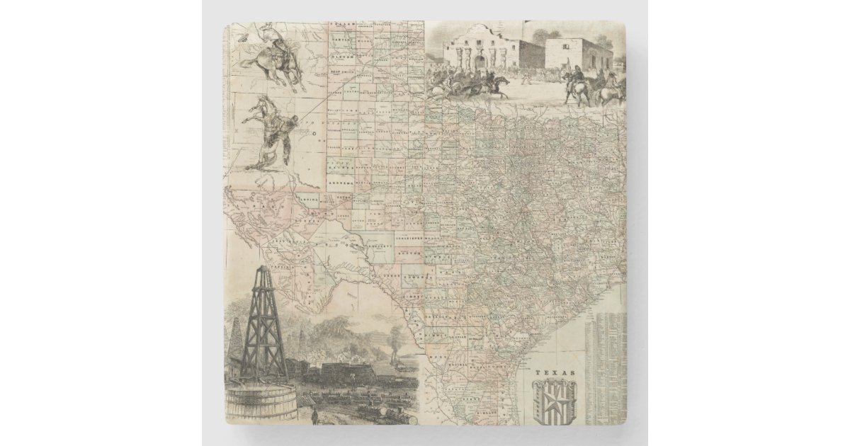 Map of Texas with County Borders Stone Coaster | Zazzle