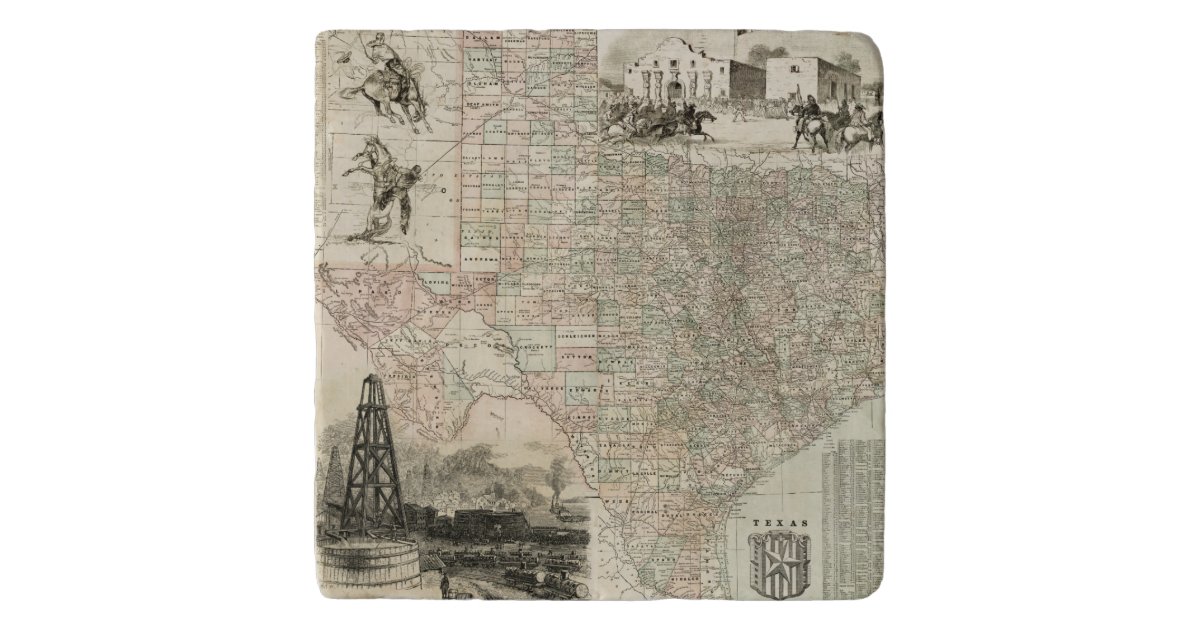 Map of Texas with County Borders Trivet | Zazzle