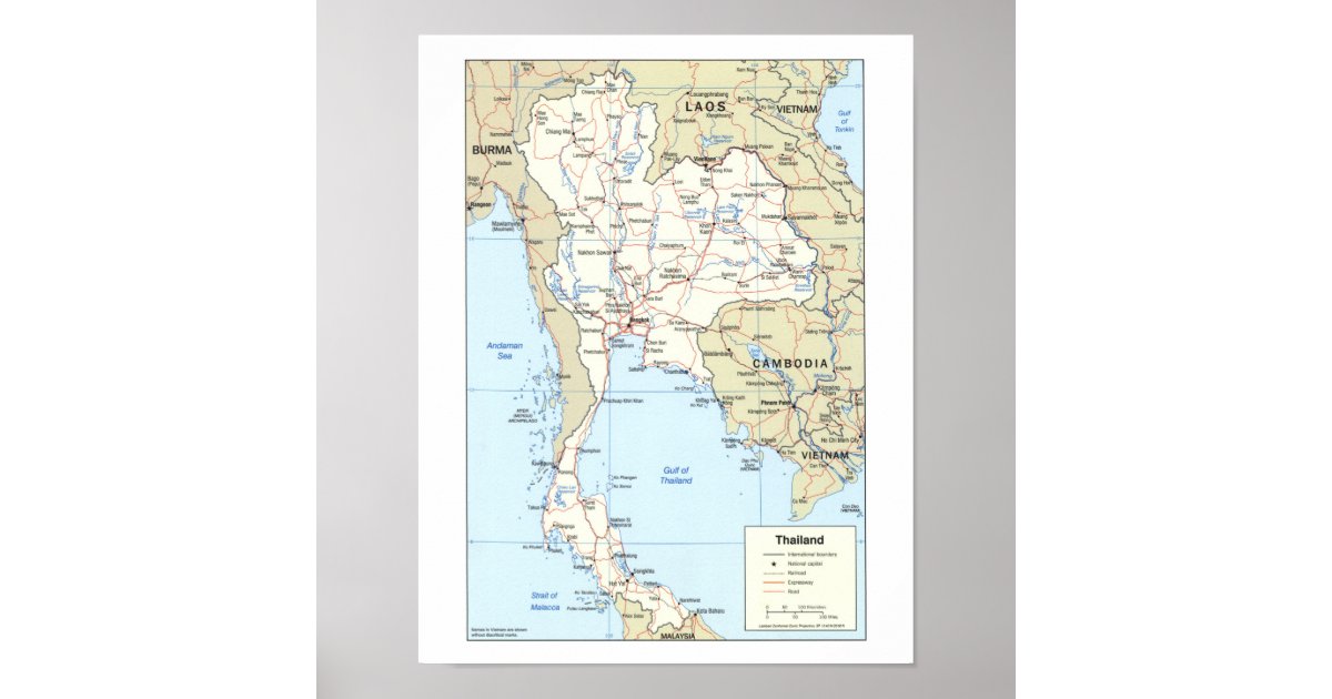 Map of Thailand Poster | Zazzle