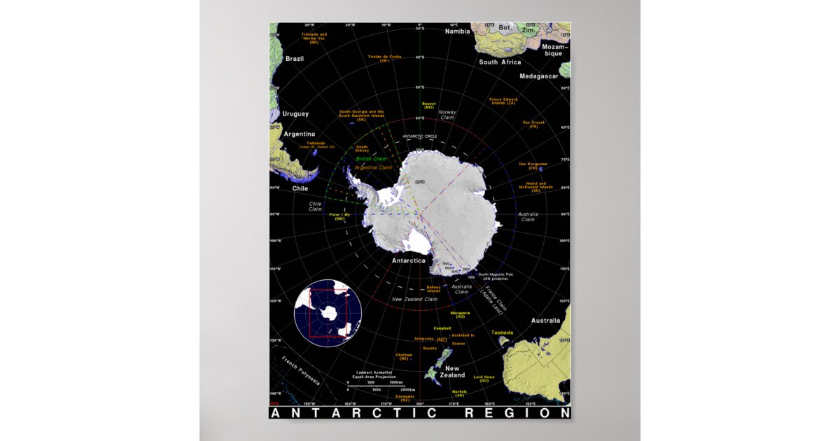 Map of the Antarctic Poster | Zazzle