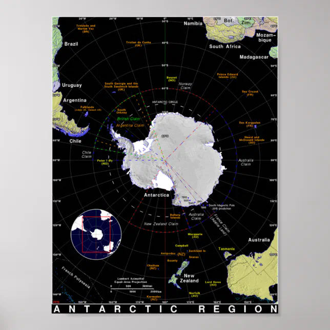 Map of the Antarctic Poster | Zazzle