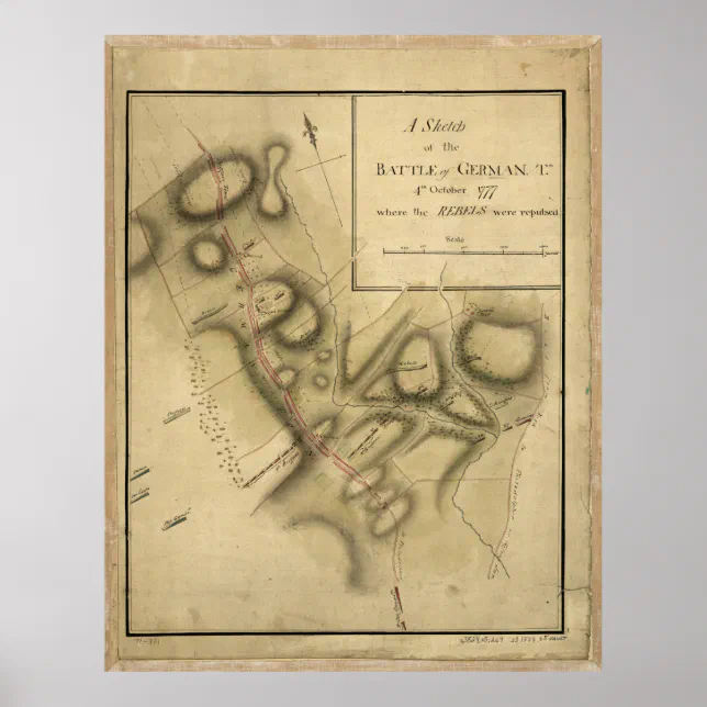 Map of the Battle of Germantown (Oct. 4th 1777) Poster | Zazzle